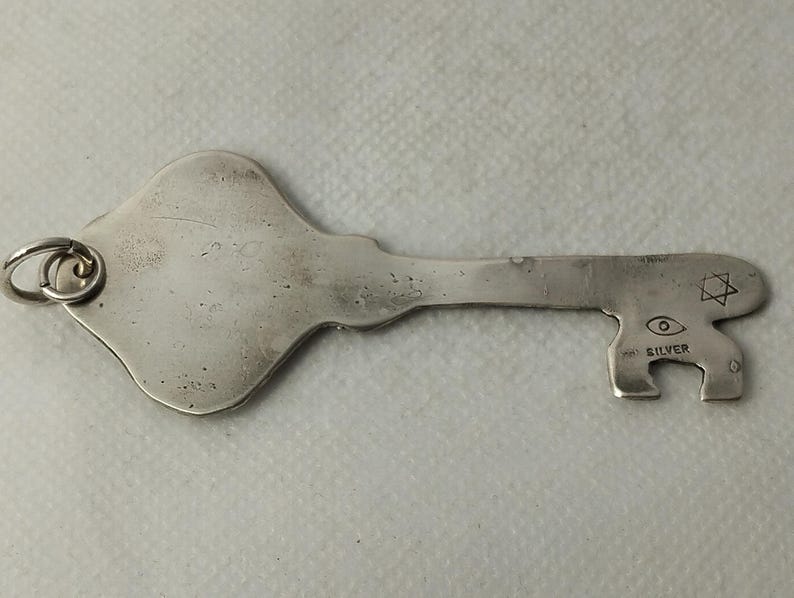 Judaica Symbols Key Shaped Charm Silver Key Chain Attachment Wall Deco ...