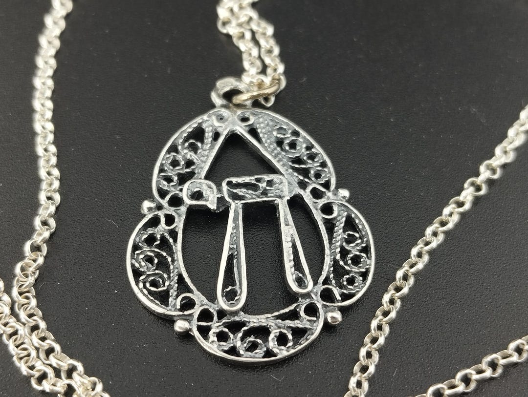 Judaica 1950s Hebrew Chai Silver Filigree Charm Pendant W Necklace - Etsy