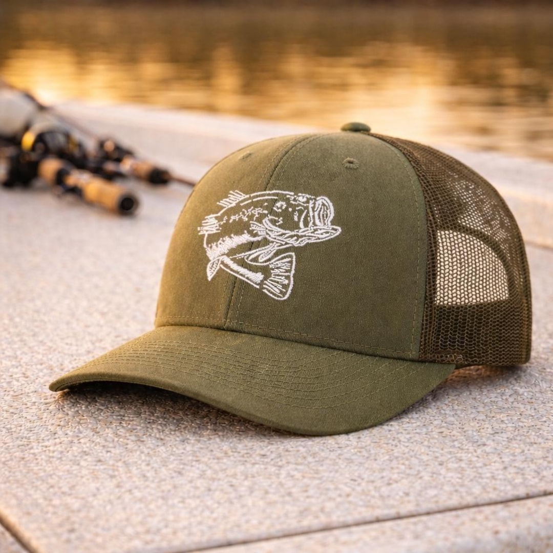 Bass Fishing Hat Richardson 112 Trucker Largemouth Bass Embroidered ...