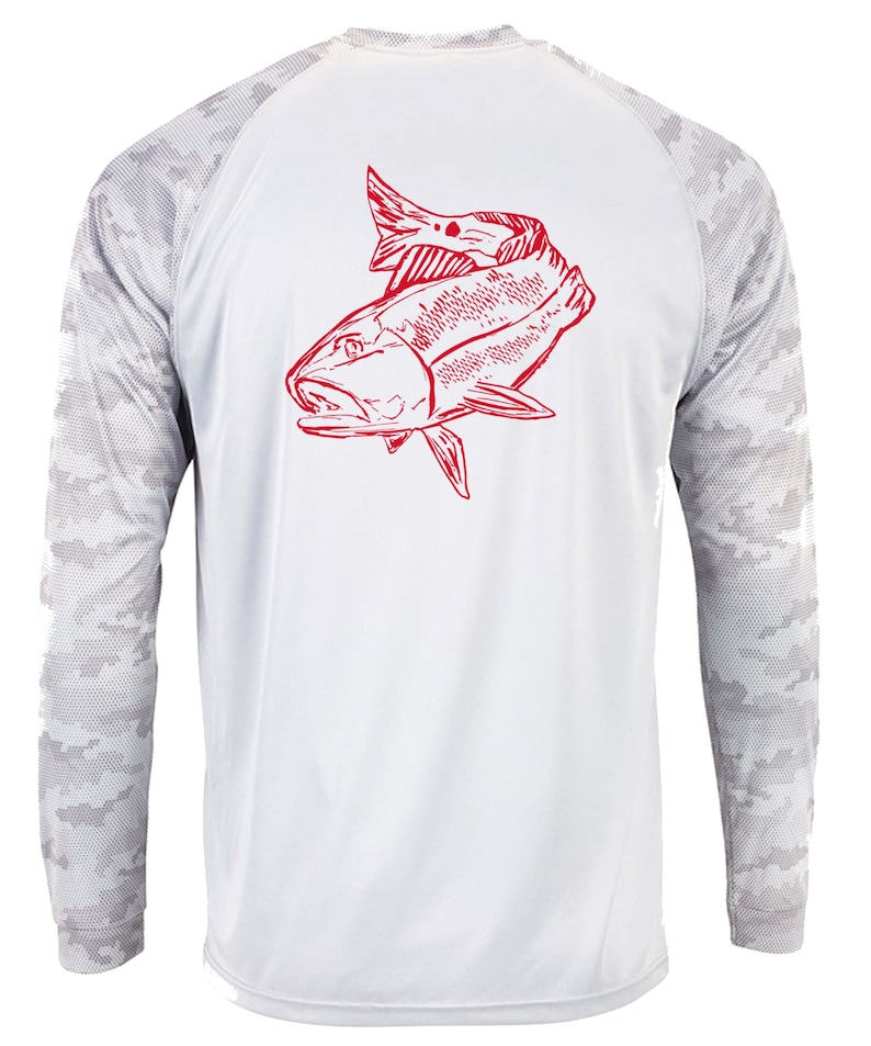 Redfish Fishing Shirt, Red Drum Camo Performance Shirts, 50 SPF Fishing ...