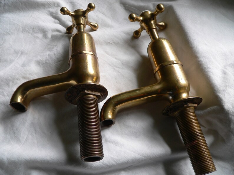 Vintage Brass Bath Taps Large Size Old Architectural Period | Etsy