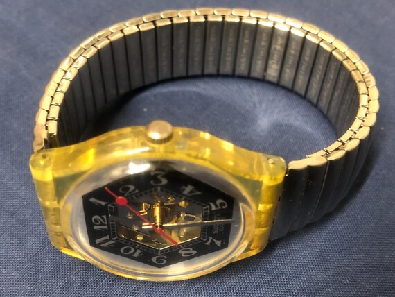1993 Vintage Swatch Watch BLACK JADE GK158 GK159 Flex - Gem