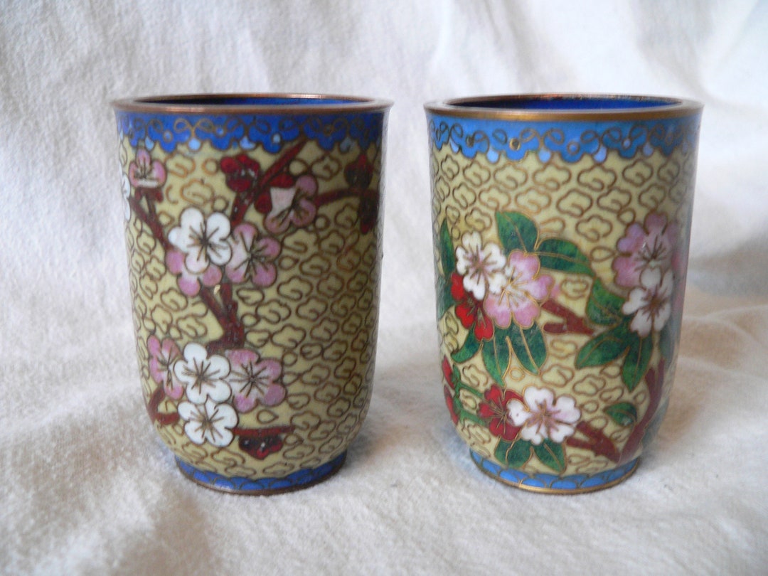 Antique Chinese Cloisonne Enamel Beakers Cups Circa: Mid 20th Century ...