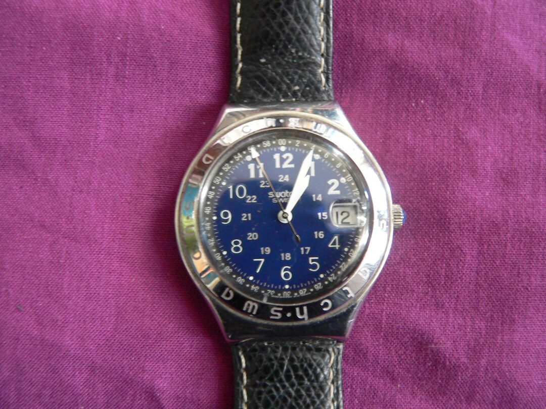 Swatch Irony Happy Joe Blue YGS400 - 1994 Watch Leather Rare - Etsy