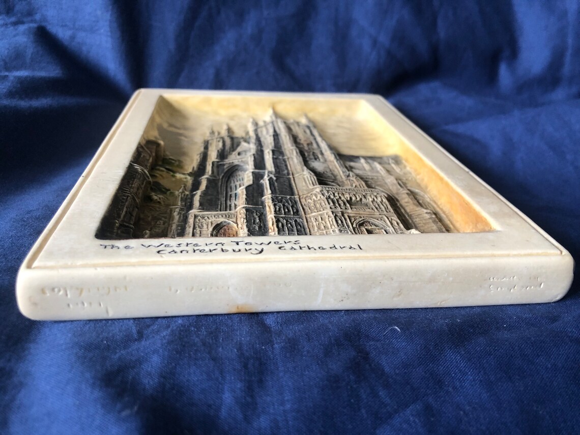 Osborne Ivorex Plaque the Western Towers Canterbury Cathedral Antique ...
