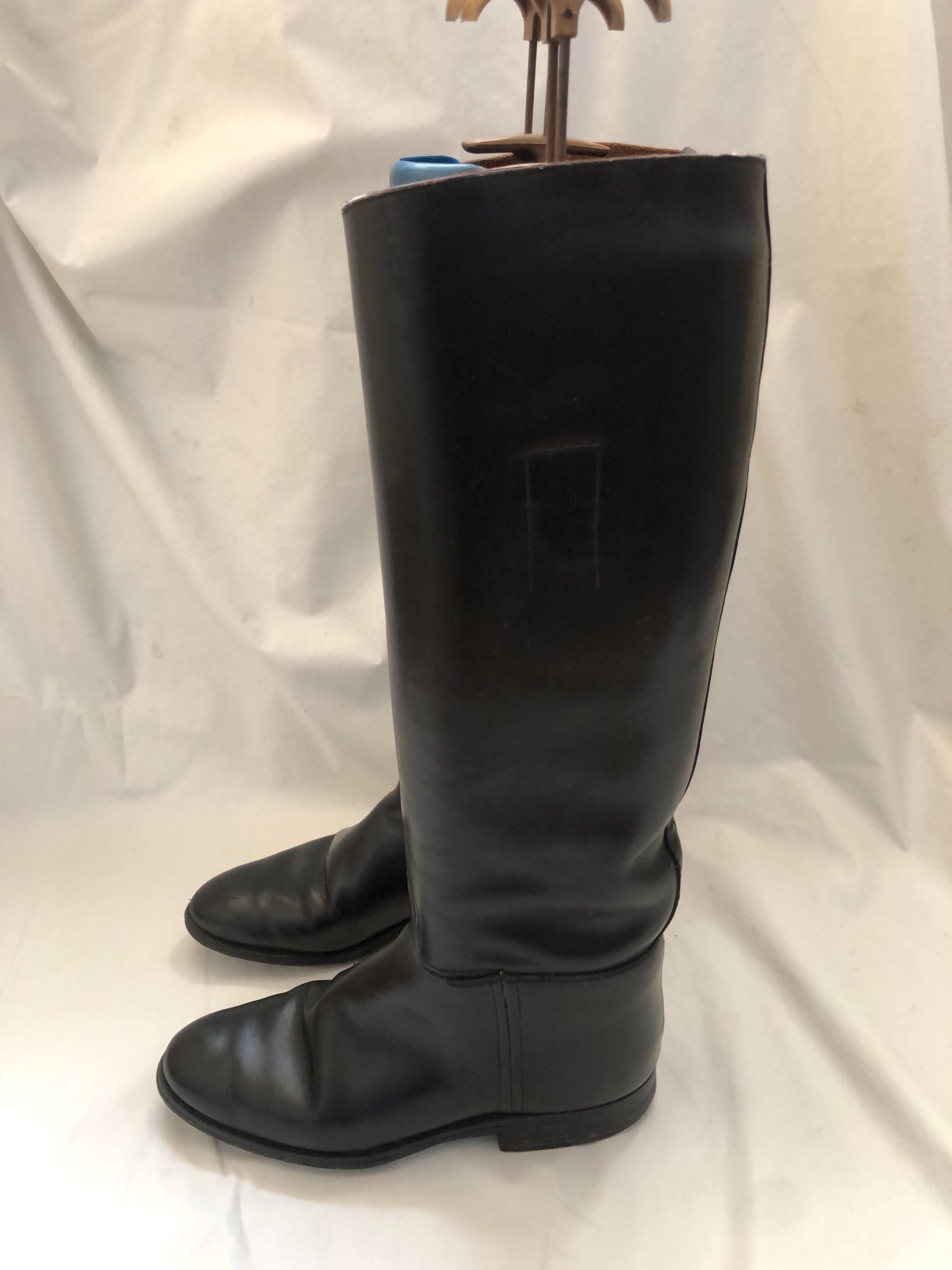 Vintage Ladies English Made Black Leather Equestrian Pull on Riding ...