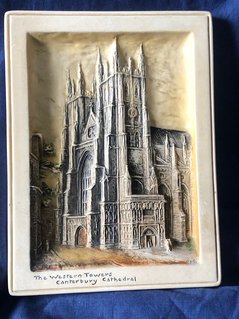 Osborne Ivorex Plaque the Western Towers Canterbury Cathedral Antique ...