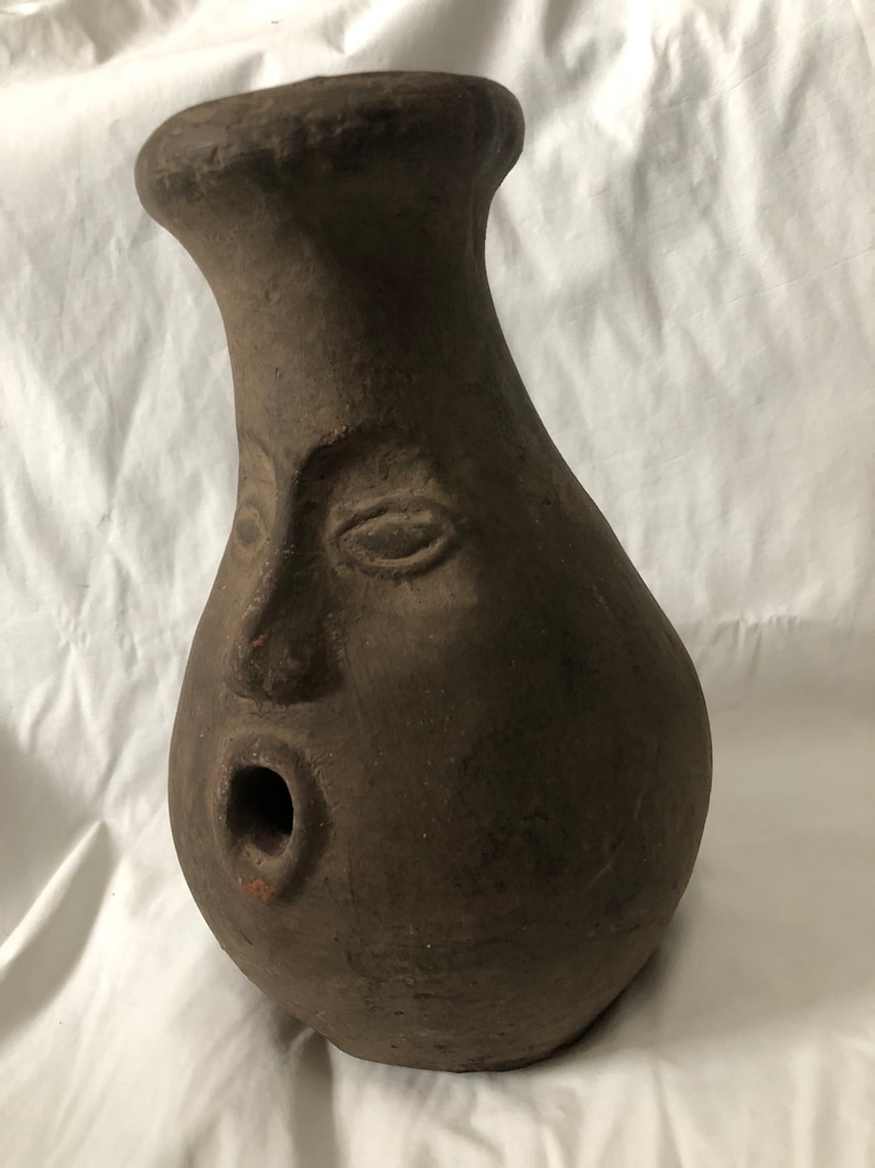 Vintage Terracotta Open Mouth Vase Mid Century Red Clay Figurative ...