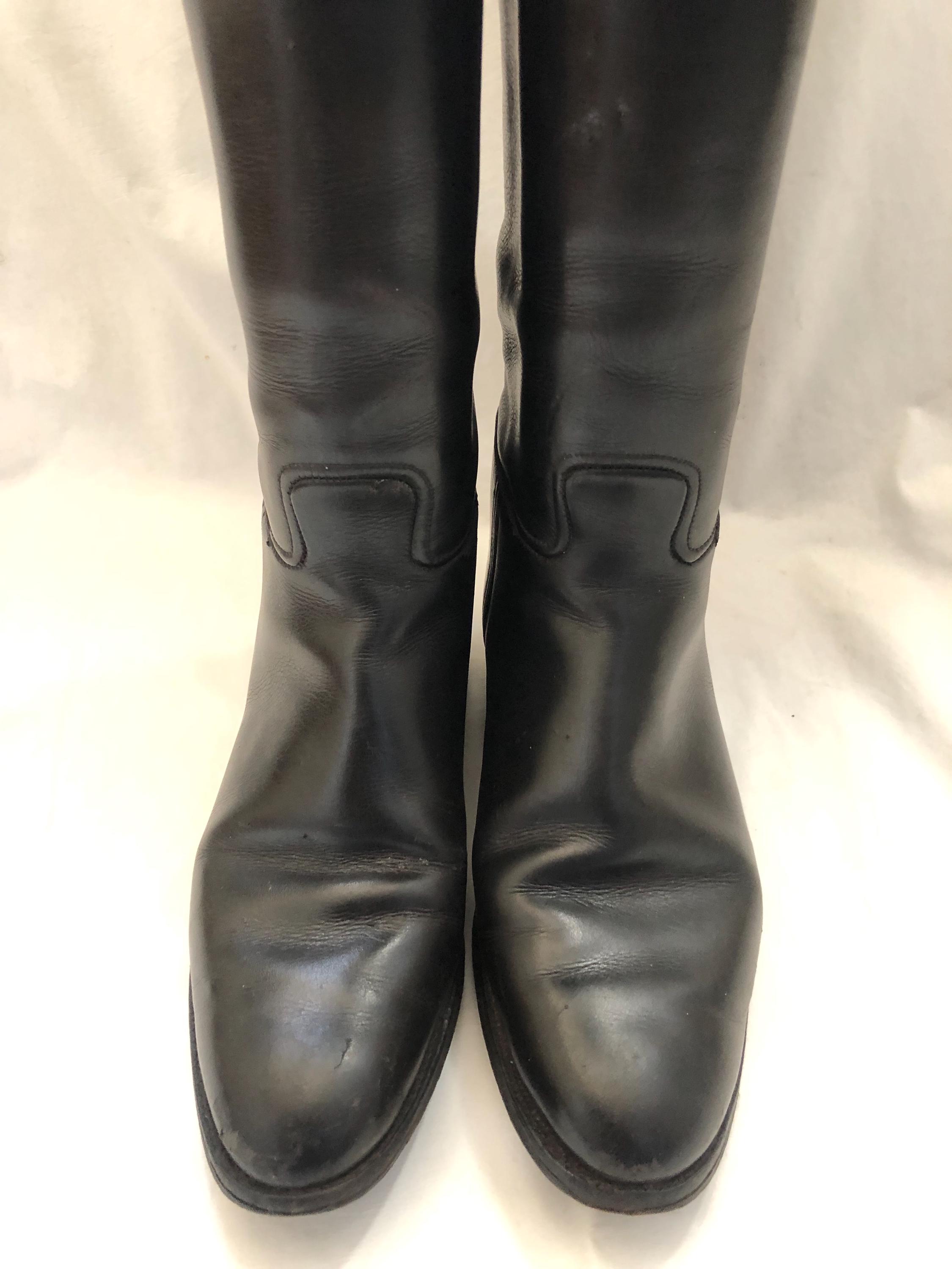 Vintage Ladies English Made Black Leather Equestrian Pull on Riding ...