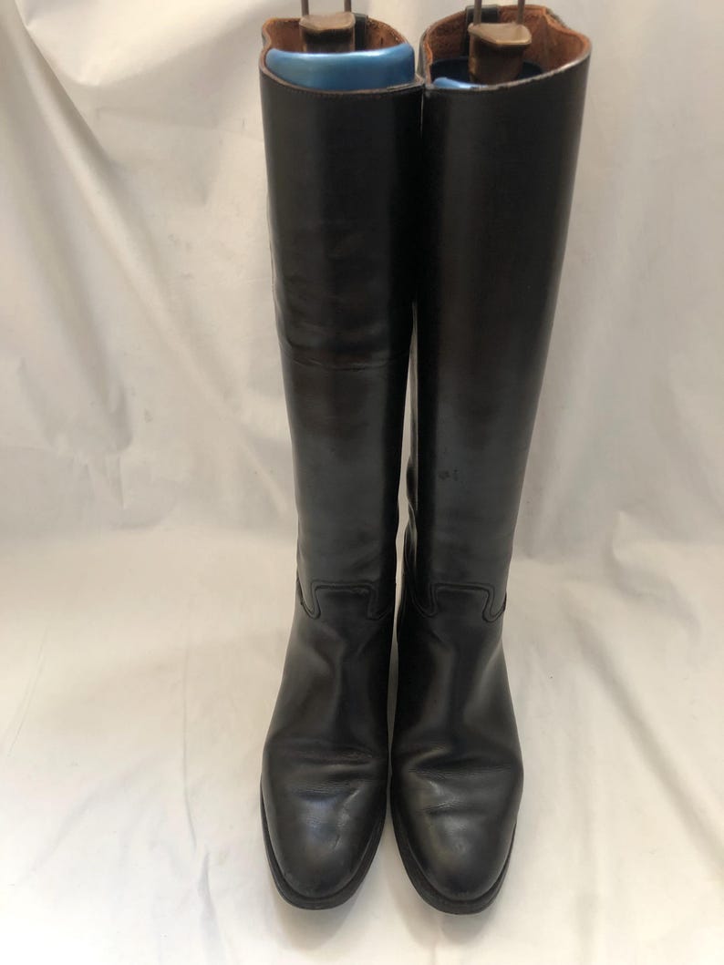 Vintage Ladies English Made Black Leather Equestrian Pull on Riding ...