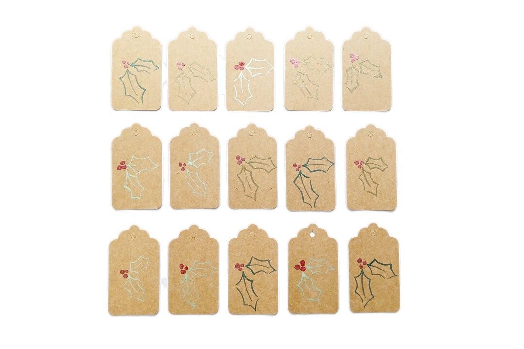 HOLLY GIFT TAGS Pack of 15 Hand Painted Holly Gift Tags - Etsy