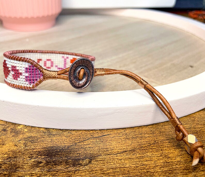 LOVE Loom Woven Bracelet Love Beaded Bracelet Valentines - Etsy