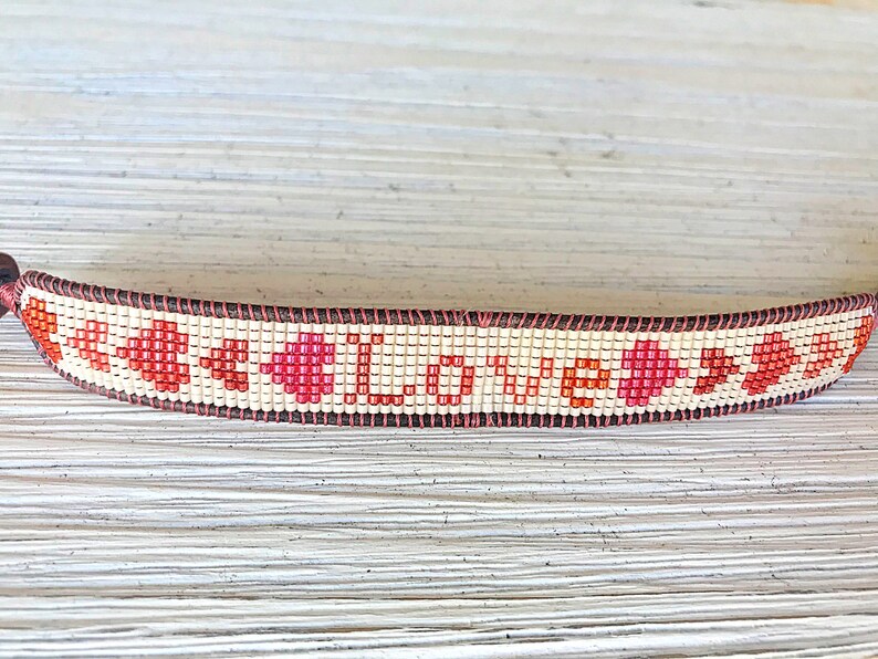 LOVE Loom Woven Bracelet Love Beaded Bracelet Valentines - Etsy