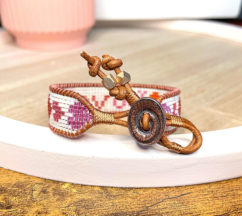 LOVE Loom Woven Bracelet Love Beaded Bracelet Valentines - Etsy