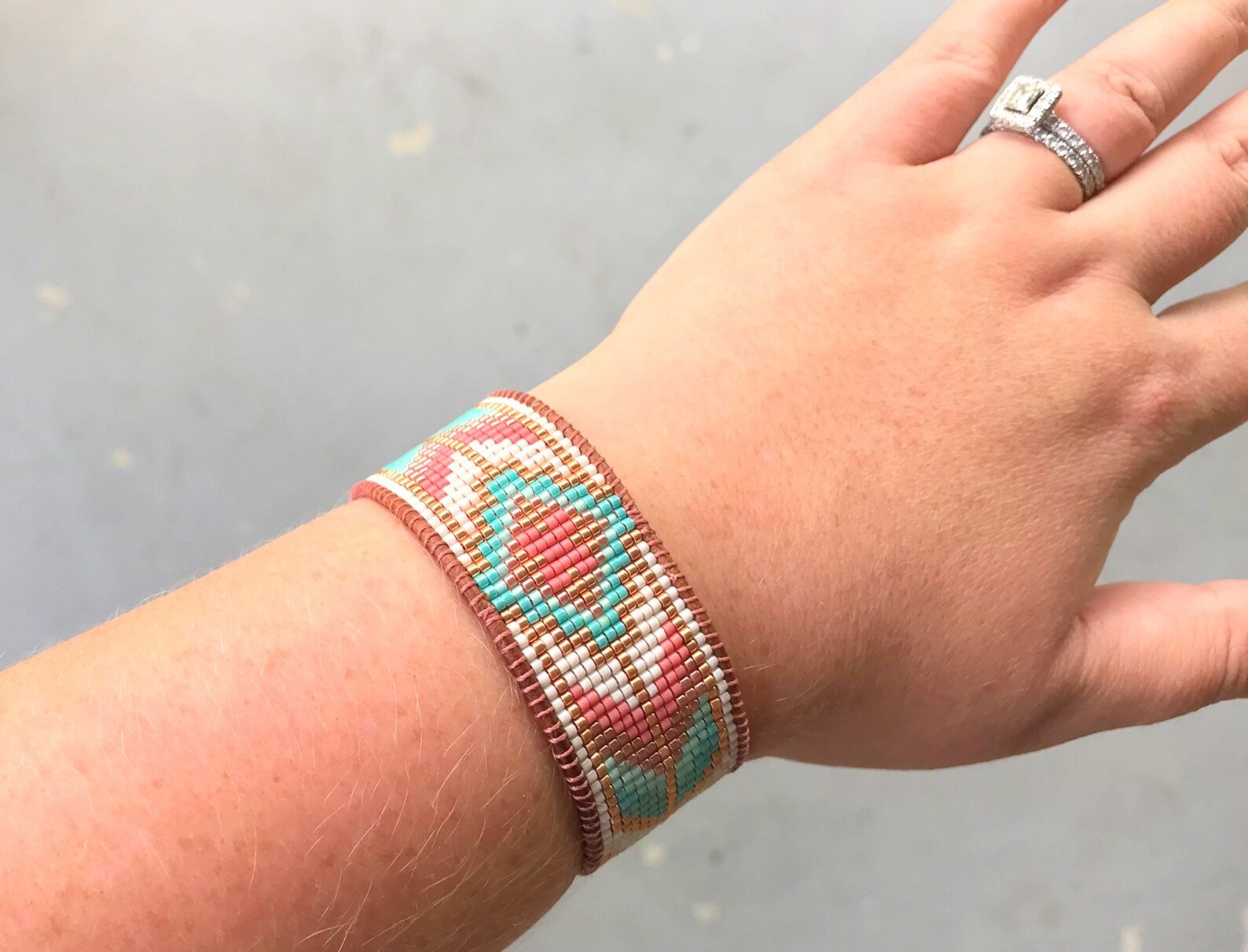 Turqouoise and Coral Bohemian Boho Loom Woven Southwestern - Etsy