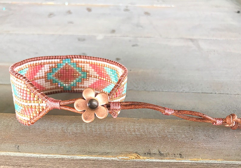 Turqouoise and Coral Bohemian Boho Loom Woven Southwestern - Etsy