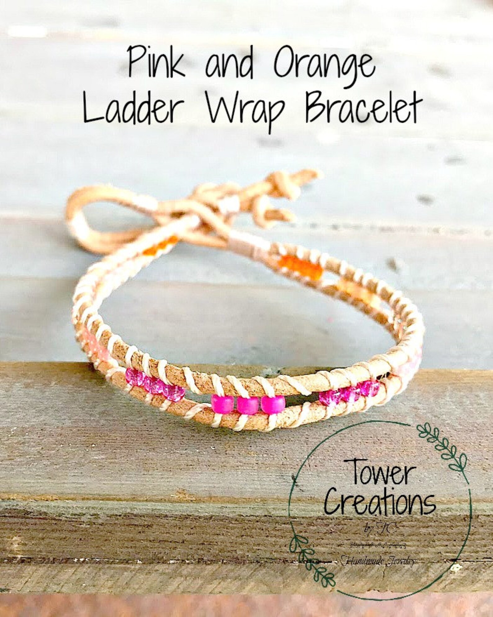 Hot Pink and Orange Loom and Macrame Bracelet stack set | Etsy