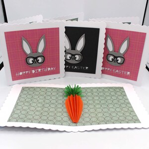 POP UP BUNNY Card Personalised or Non Personalised Bunny With Glasses ...