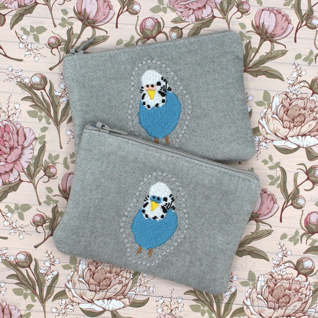 BLUE BUDGIE Coin PURSE Embroidered and Handmade Male or Female - Etsy