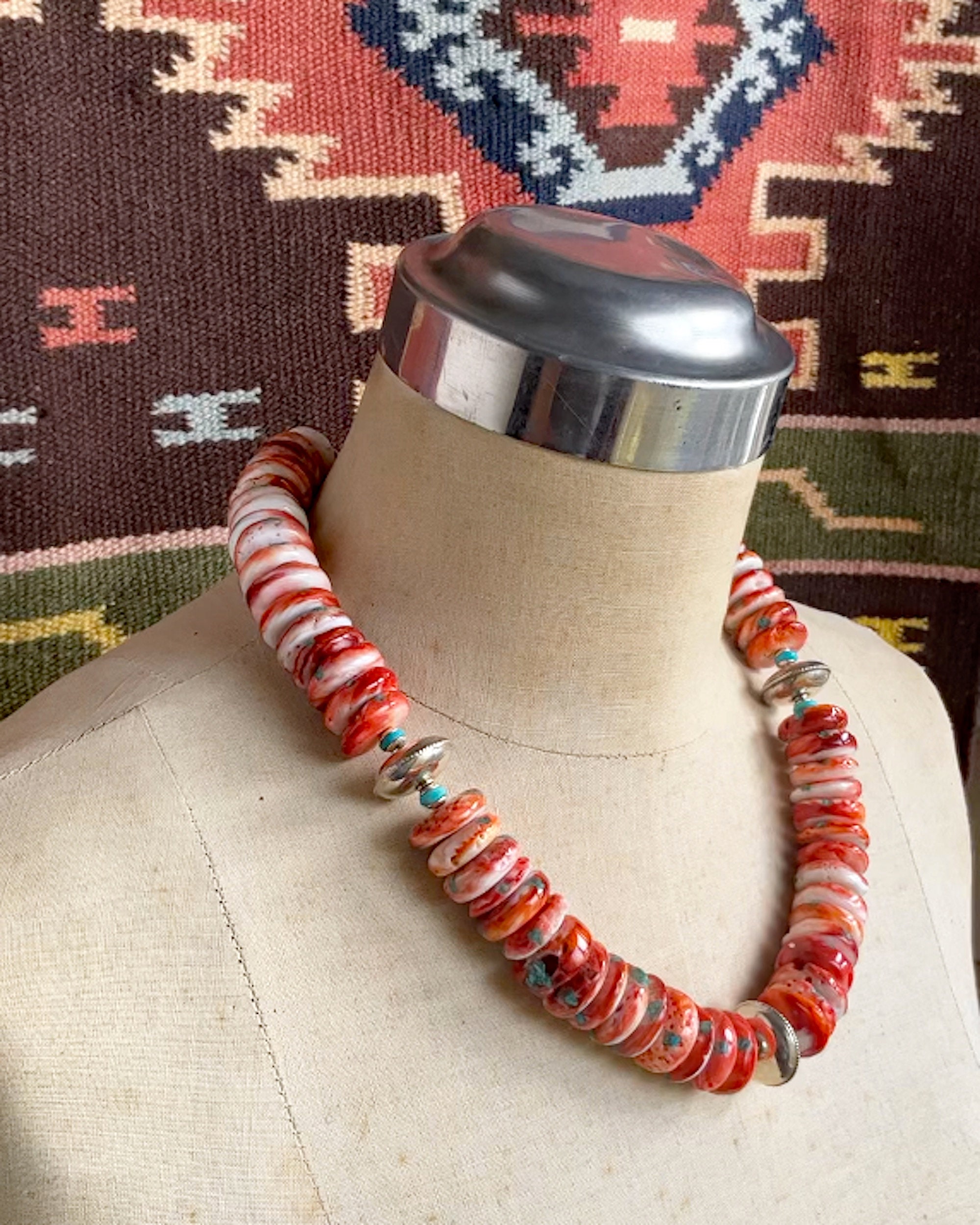 Spiny Oyster Shell, Sleeping Beauty Turquoise and Vintage Bali Sterling ...