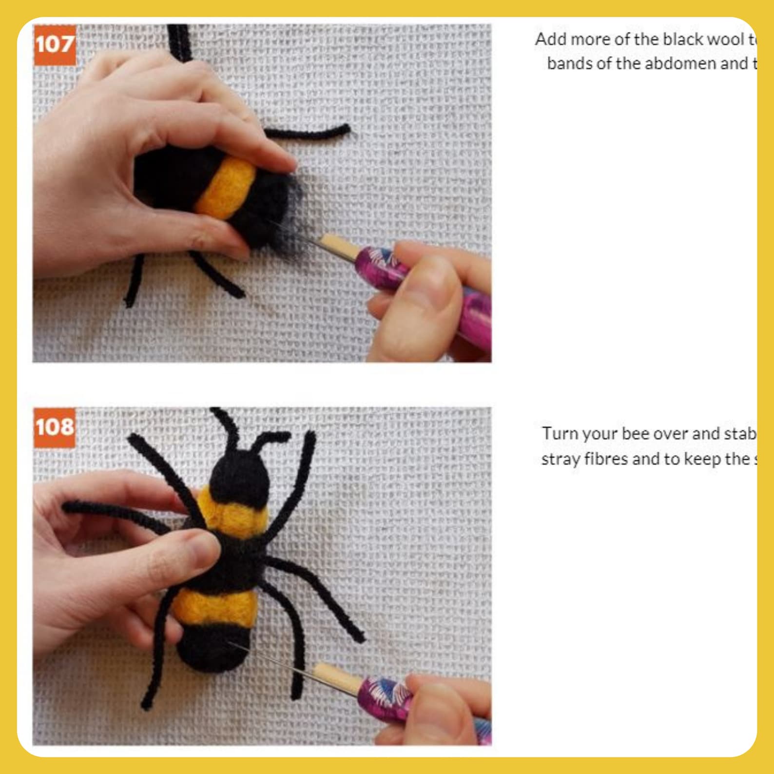 Needle Felted Bumble Bee Tutorial - Mr Bumbley Bee - Etsy UK