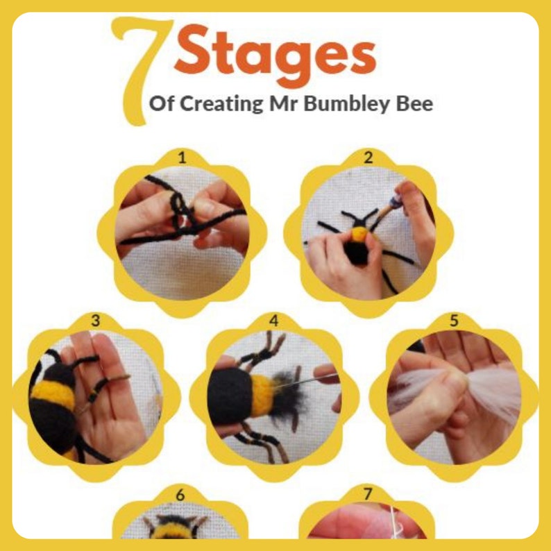 Needle Felted Bumble Bee Tutorial Mr Bumbley Bee - Etsy