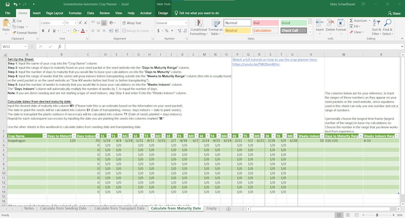 Automatic Crop Planner Excel Sheet | Garden Planner | Farm Planner ...