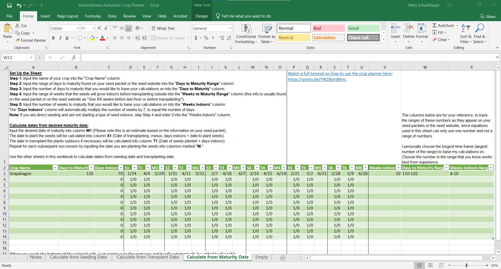 Automatic Crop Planner Excel Sheet | Garden Planner | Farm Planner ...