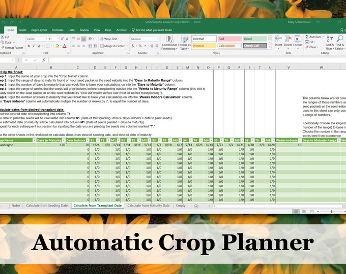 Automatic Crop Planner Excel Sheet | Garden Planner | Farm Planner ...