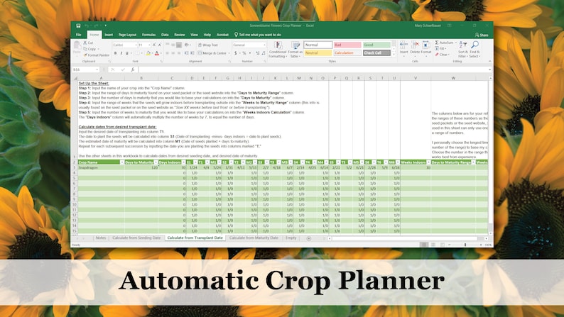 Automatic Crop Planner Excel Sheet | Garden Planner | Farm Planner ...
