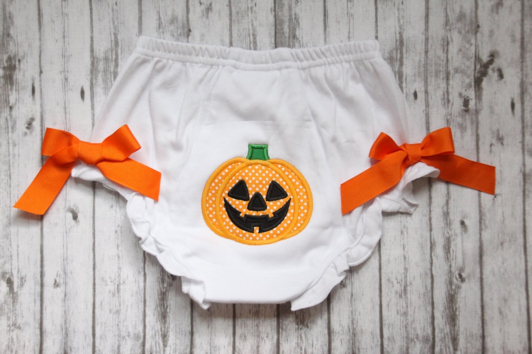 Embroidered Pumpkin Bloomers, Halloween Diaper Cover, Baby Pumpkin ...