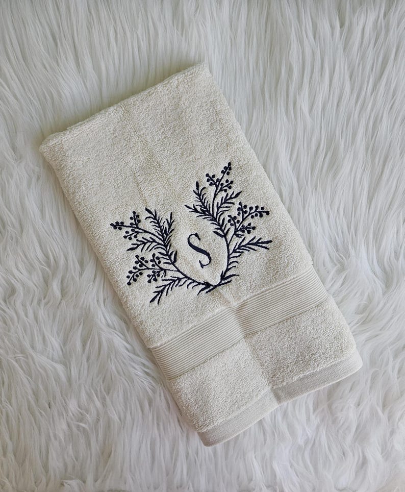 Embroidered Bath Hand Towel, Monogrammed Hand Towel, Beach Bath Decor ...