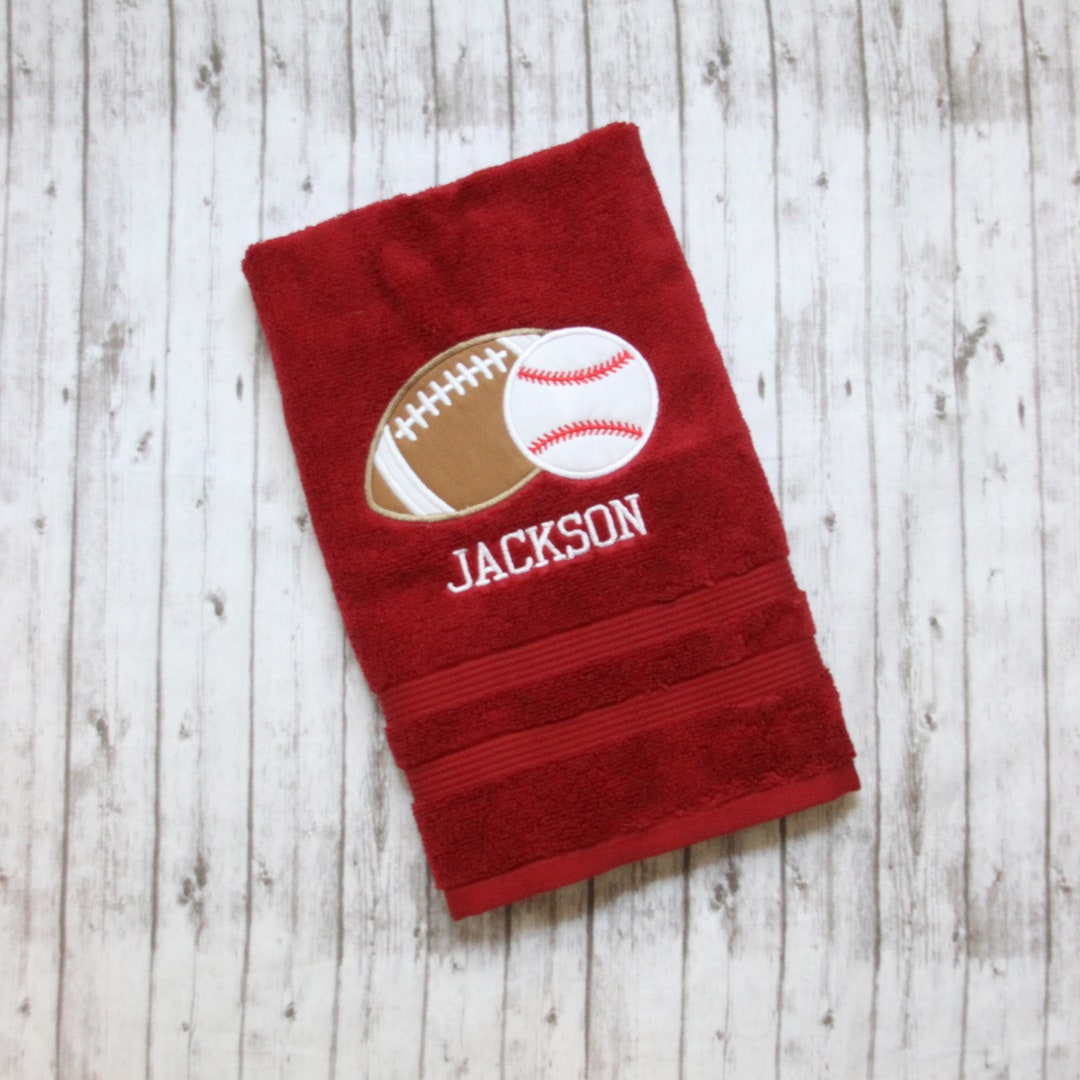 Baseball Ball Hand Towel, Football Hand Towel, Embroidered Hand Towel ...