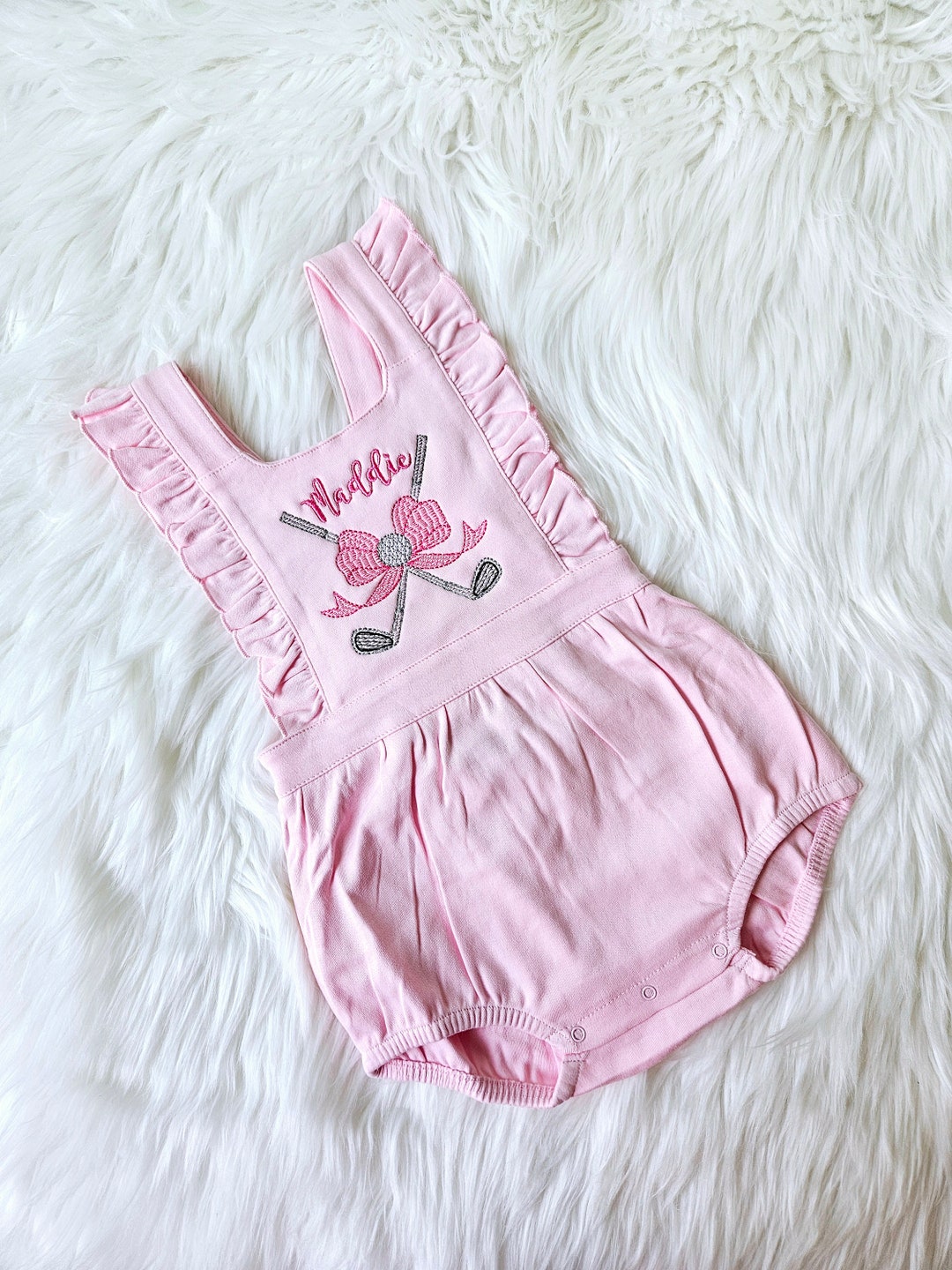 Baby Girl Golf Ruffle Sunsuit, Monogrammed Ruffle Romper - Etsy