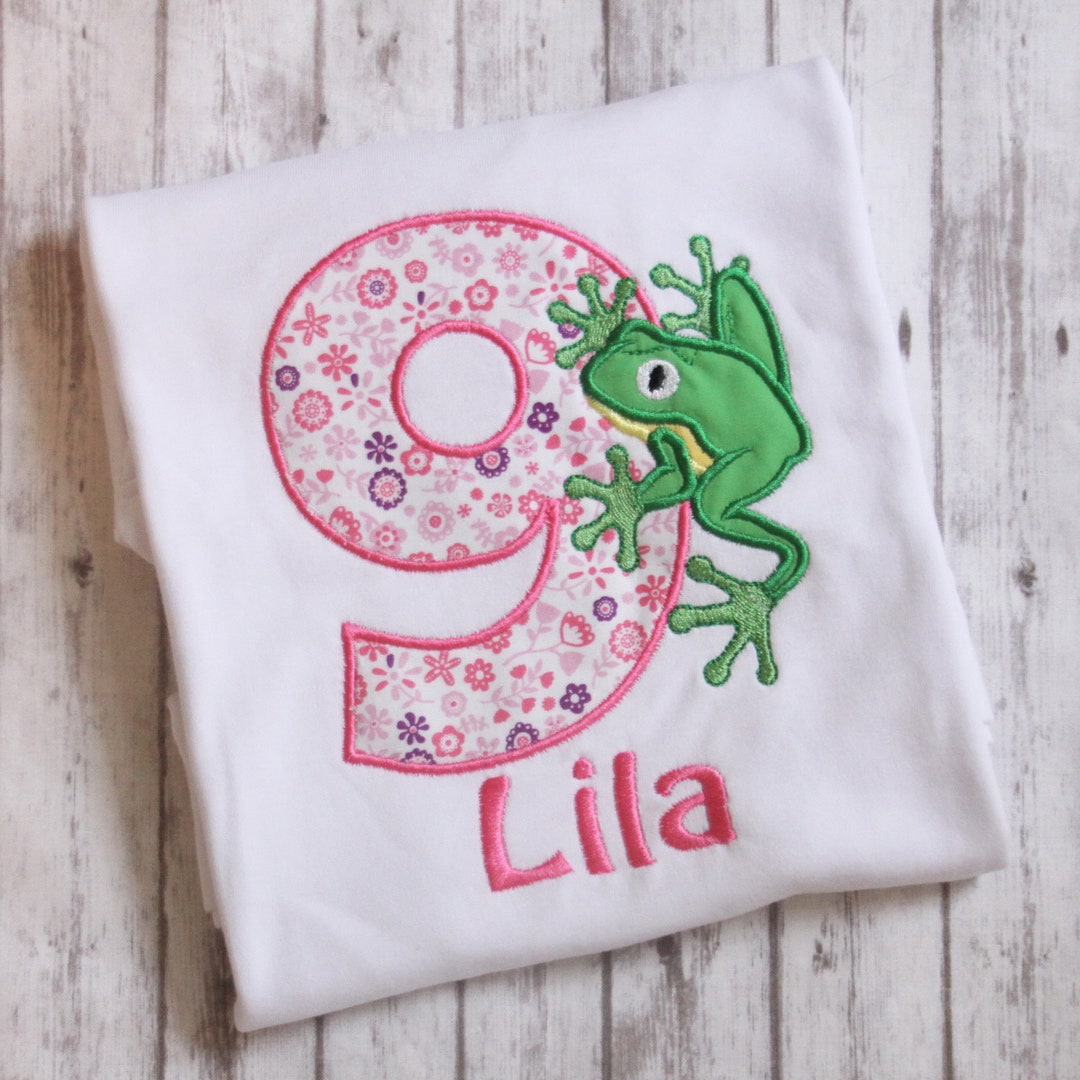 Embroidered Tree Frog Birthday Shirt, Girls Frog Birthday T-shirt ...