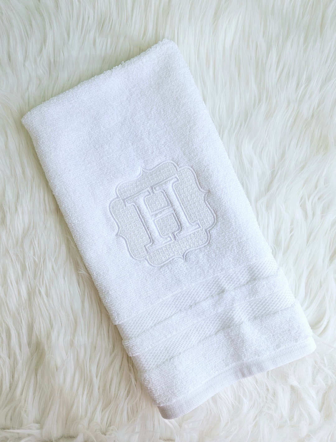 Embroidered Embossed Bath Hand Towel - Etsy