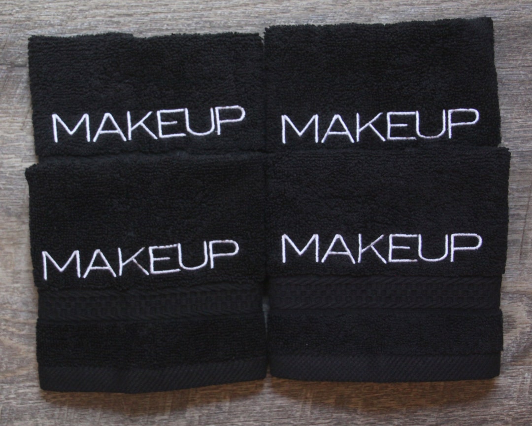Black Makeup Washcloth, Black Washcloth , Embroidered Bath Wash Cloth ...