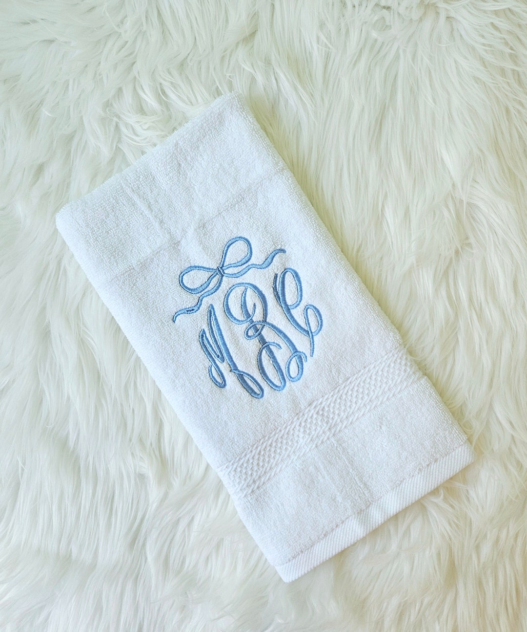 Embroidered Bath Hand Towel, Bow Towel - Etsy