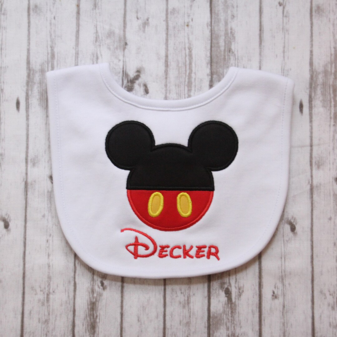 Embroidered Disney Bib, Mickey Mouse Bib, Disney Baby Outfit, Disney ...