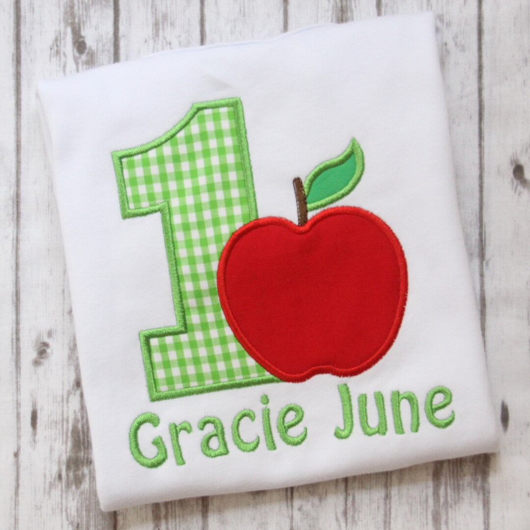 Embroidered Apple Birthday Shirt, First Birthday Apple Shirt, Apple ...