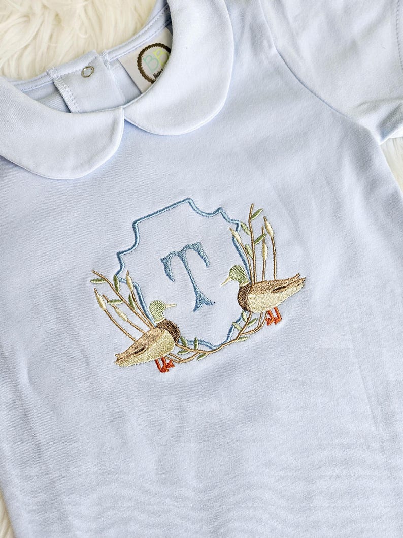 Embroidered Duck Peter Pan Romper, Monogrammed Baby Summer Outfit - Etsy