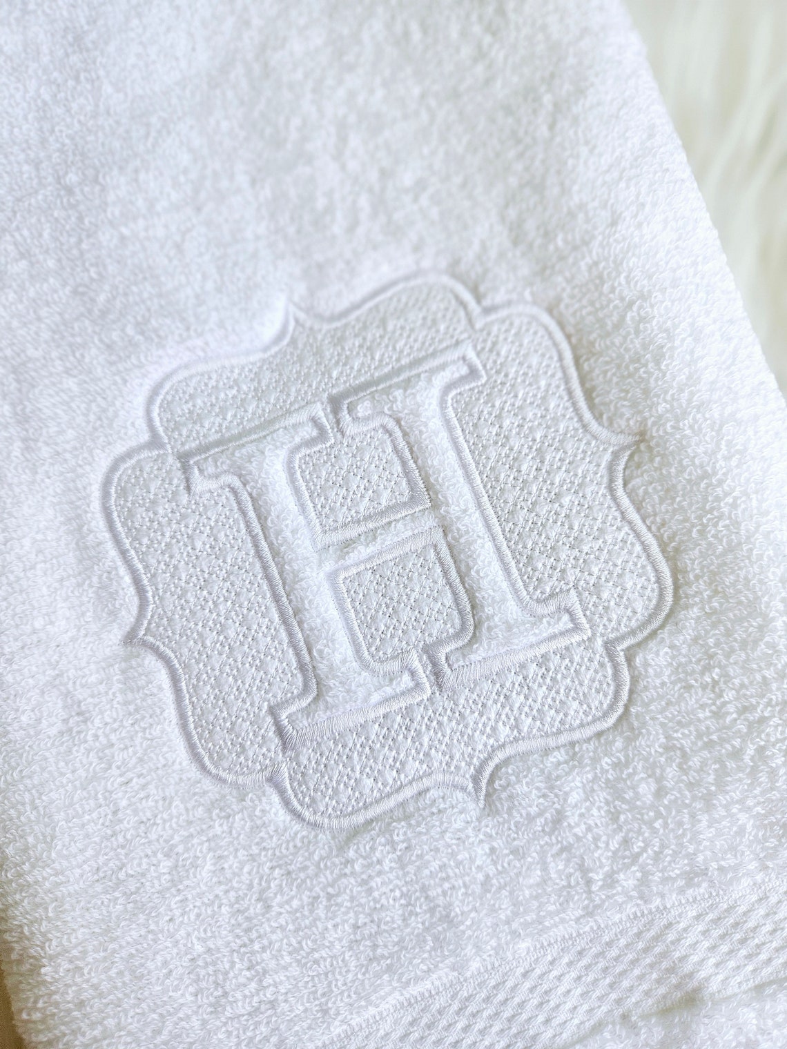 Embroidered Embossed Bath Hand Towel - Etsy
