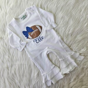 Long Sleeve Embroidered Football Ruffle Romper - Etsy