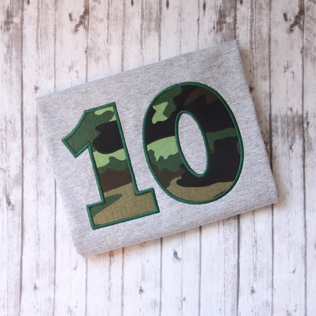 Camo Birthday Shirt Birthday T-shirt Camouflage Embroidered - Etsy