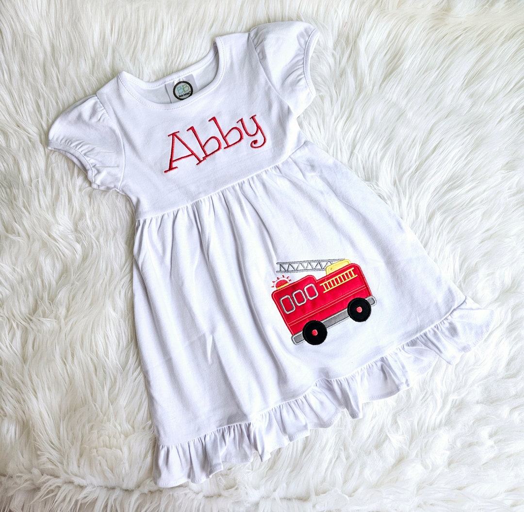 Girls Fire Truck Dress - Etsy