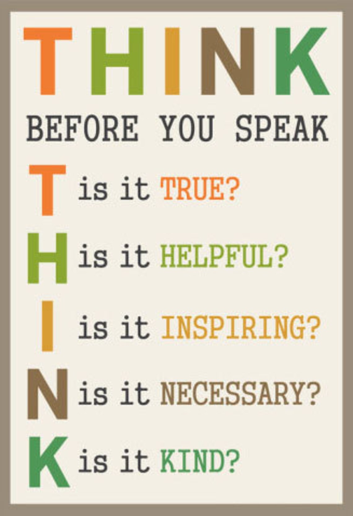 Think Before You Speak Quote Print Wall Art. Choose Either a | Etsy