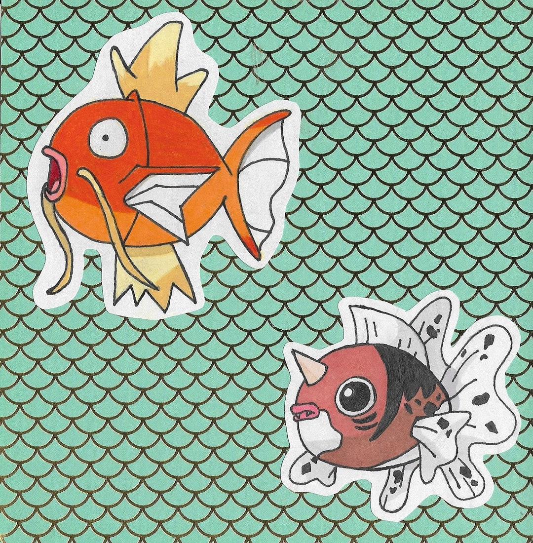 Magikarp & Seaking Original Drawing 6 X 6 - Etsy