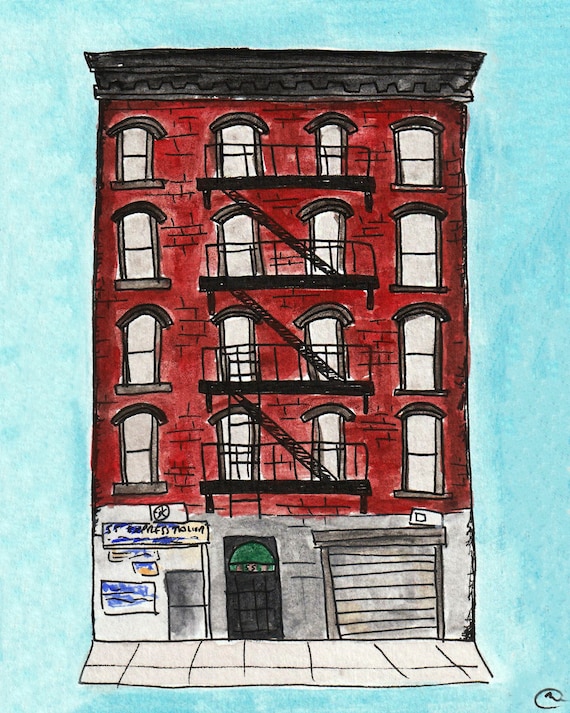 Brick Apartment Building Illustration