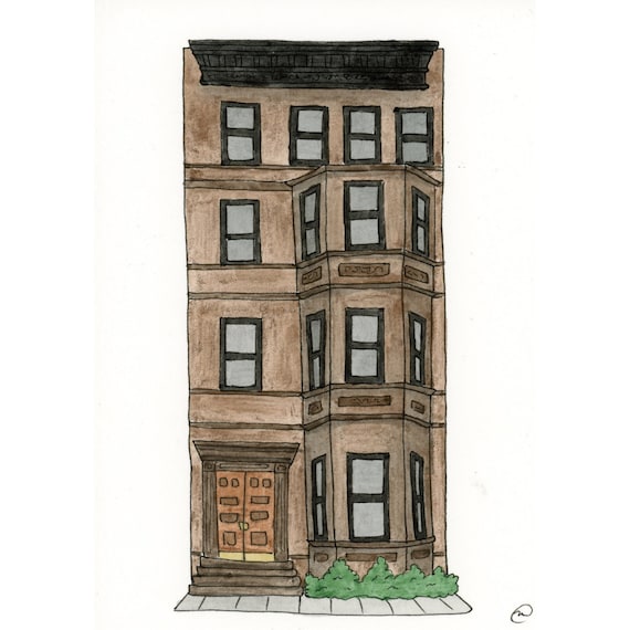 Brooklyn Brownstone Painting Watercolor Park Slope NYC Art - Etsy