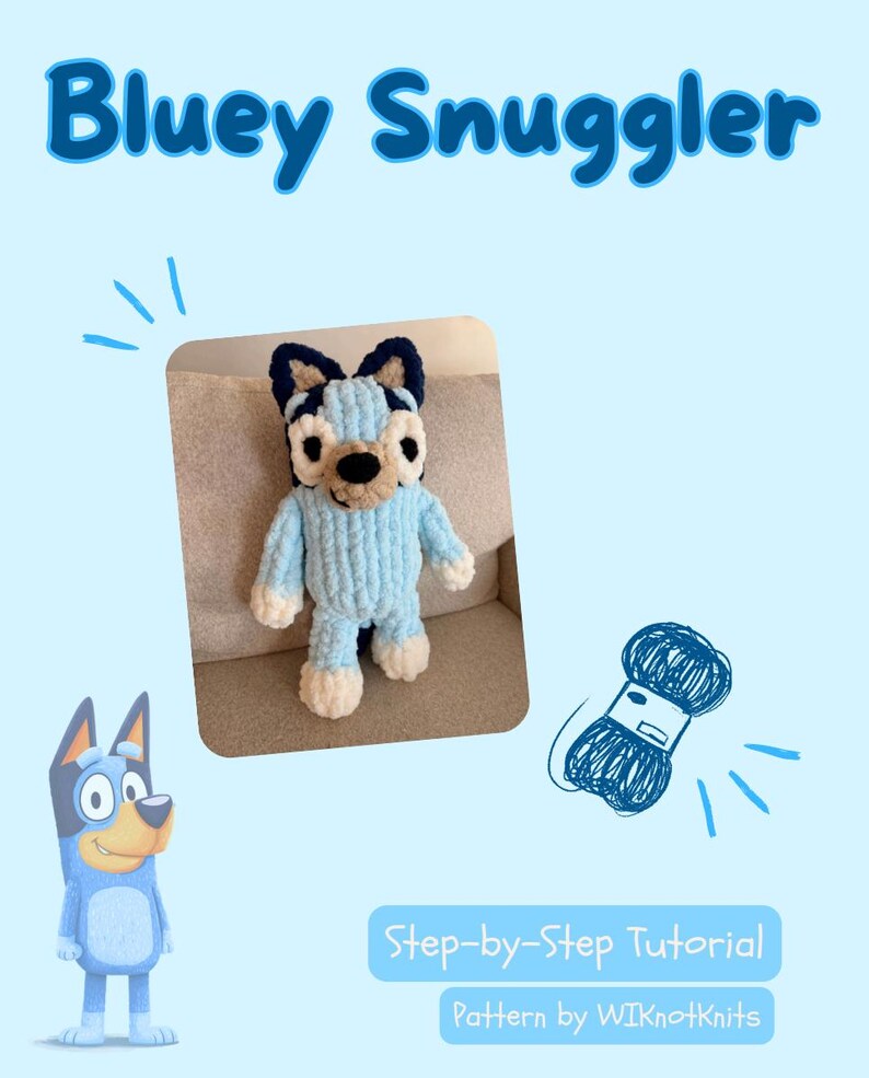 Bluey Inspired Hand Knitting Full Tutorial / PDF Digital Download - Etsy